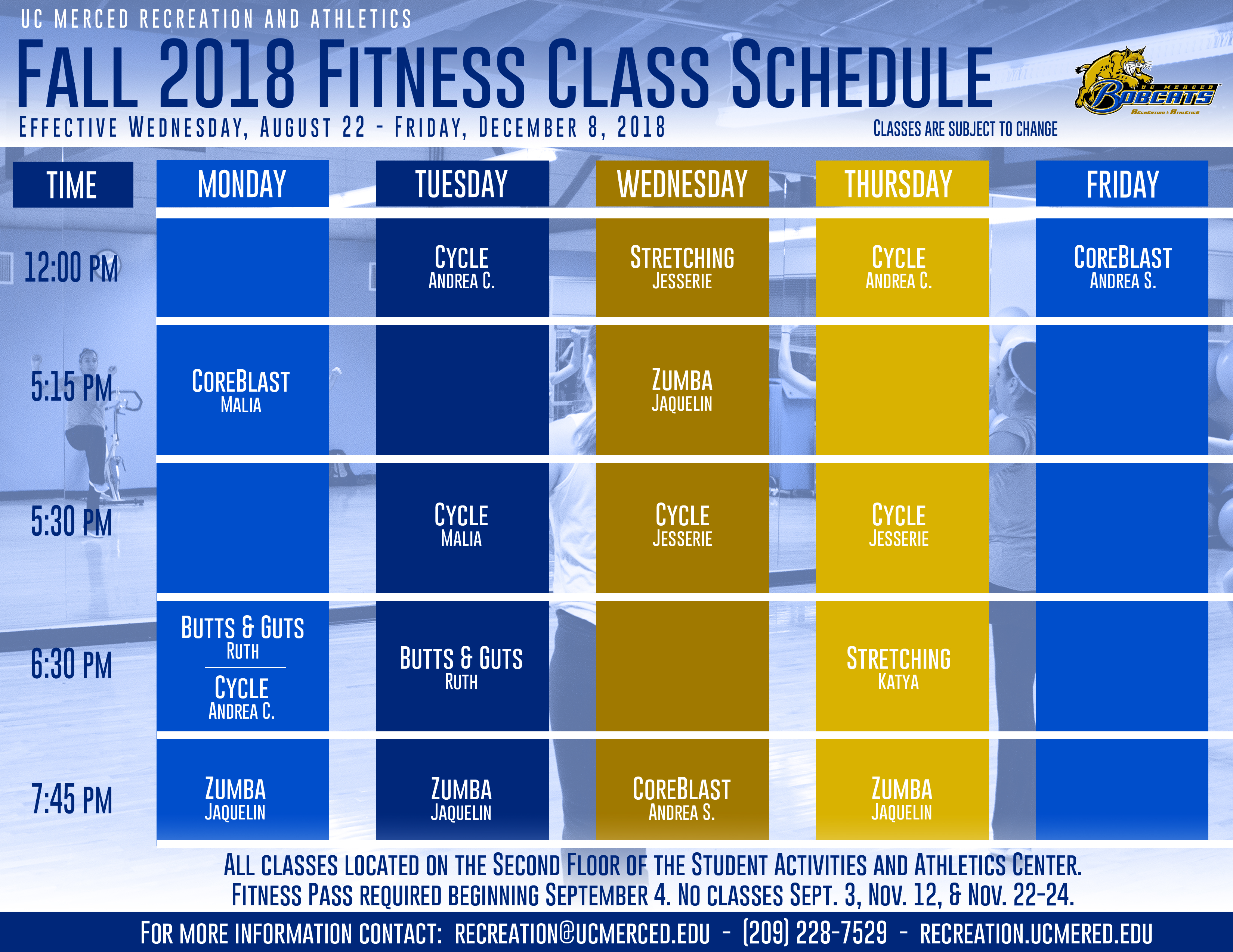 Group Fitness Schedule | Recreation & Athletics